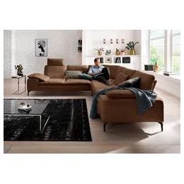 Ecksofa W.Schillig "valentinoo, Designsofa, elegant und bequem, L-Form", braun (tabacco z69), B:318cm H:83cm T:298cm, Longlife Xtra-Leder Z69: Das feinnarbige, gedeckte Softleder Z69 besticht durch seine au&szlig;ergew&ouml;hnliche Weichheit im trendigen &raquo;Vintage-Look&laquo;, Hautst&auml;rke 0, 9 - 1, 1 mm, Sofas, Ecksofa, mit Sitztiefenverstellung, Breite 318 cm
