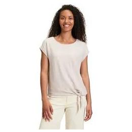 BETTY & CO Kurzarmshirt BETTY & CO "Damen mit Wellenstruktur", Damen, Gr. M, braun (wei&szlig;, braun), Obermaterial: 79% Viskose, 18% Polyester, 3% Elasthan, loose fit normal, Rundhals, Shirts, Struktur