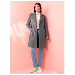 Wollmantel Heine, Damen, Gr. 44, grau, 80% Wolle, 20% Polyamid, unifarben, unifarben mit Farbeinsatz, unifarben mit Farbeins&auml;tzen, M&auml;ntel