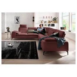 Ecksofa W.Schillig "valentinoo, Designsofa, elegant und bequem, L-Form", rot (rosso marone z73), B:318cm H:83cm T:298cm, Longlife Xtra-Leder Z73: Naturwalkleder der Luxusklasse aus den erlesensten Rohh&auml;uten. Hautst&auml;rke 1, 1 &ndash; 1, 3 mm, Sofas, Ecksofa, mit Sitztiefenverstellung, Breite 318 cm