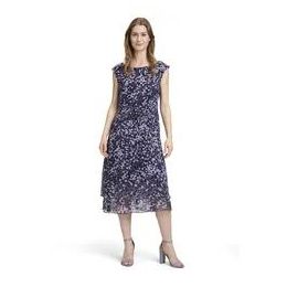 BETTY & CO Midikleid BETTY & CO "Damen mit Stufen", Damen, Gr. 42, Normalgr&ouml;&szlig;en, blau (dunkelblau, lila), Obermaterial: 100% Polyester. Futter: 100% Polyester, tailliert lang, Rundhals, Kleider Midikleid, Form