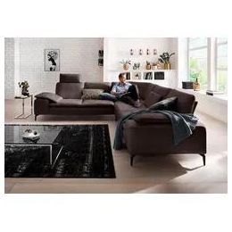 Ecksofa W.Schillig "valentinoo, Designsofa, elegant und bequem, L-Form", braun (mocca z69), B:318cm H:83cm T:298cm, Longlife Xtra-Leder Z69: Das feinnarbige, gedeckte Softleder Z69 besticht durch seine au&szlig;ergew&ouml;hnliche Weichheit im trendigen &raquo;Vintage-Look&laquo;, Hautst&auml;rke 0, 9 - 1, 1 mm, Sofas, Ecksofa, mit Sitztiefenverstellung, Breite 318 cm