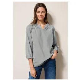 Karobluse Cecil, Damen, Gr. XXL (46), gr&uuml;n (balmy khaki), Web, 65% Baumwolle, 35% Modal, kariert, klassisch normal, Rundhals, B&uuml;ndchen, Blusen Karobluse, mit Seitlichen Einschlitzen am Saum