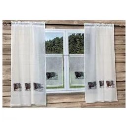 Gardine "Weihnachtsmann" Gr. 3, beige, B:90cm H:240cm, Organza, Polyester, HOSSNER - ART OF HOME DECO, Gardinen, Gardine, Landhaus-Look