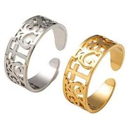 Ring-Set Firetti "Multipack Schmuck Geschenk Edelstahl Damenring Herrenring Kreuz", gold (silberfarben, gelbgoldfarben), Fingerringe, Damen, 4 g, Edelstahl, 8mm, Made in Germany