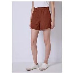 Shorts STREET ONE STUDIO, Damen, Gr. 44, braun (sienna braun), Stoff, 100% Leinen, unifarben, loose fit kurz, Hosen Shorts, mit seitlichen Einschubtaschen
