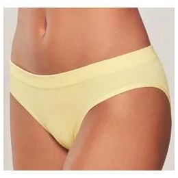 Slip Lascana, Damen, Gr. 40/42, gelb (vanille), Jersey, Obermaterial: 58% Baumwolle, 39% Polyamid, 3% Elasthan, figurbetont, Unterhosen Slip, aus angenehm weicher Baumwolle