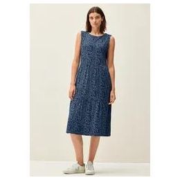 Midikleid Cecil, Damen, Gr. XXL46, US-Gr&ouml;&szlig;en, blau (urban navy blau), Stoff, 95% Viskose, 5% Elasthan, bedruckt, normal wadenlang, Rundhals, B&uuml;ndchen, Kleider Midikleid, mit Volant
