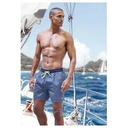Badeshorts s.Oliver, Herren, Gr. XXL, N-Gr, blau (marine bedruckt), Recycling-Polyester, bedruckt, Badehosen Badeshorts, mit kontrastfarb