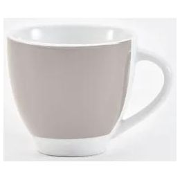 Tasse Van Well "Vario", grau (taupe, wei&szlig;), B:24,5cm H:9,5cm, Porzellan, Trinkgef&auml;&szlig;e, Tasse, sp&uuml;lmaschinen- und mikrowellengeeignet, 6-teilig