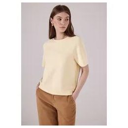 T-Shirt STREET ONE STUDIO, Damen, Gr. 34, beige (mellow vanilla), Stoff, 46% Modal, 46% Polyester, 8% Elasthan, unifarben, gerade normal, Rundhals, B&uuml;ndchen, Shirts T-Shirt, aus softem Materialmix