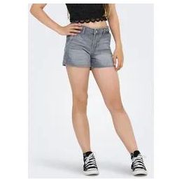 Jeansshorts KIDS Only "KOGCOMET WIDE SHORTS DNM MAT624 NOOS", M&auml;dchen, Gr. 146, N-Gr, blau (medium grau denim), Web, Obermaterial: 100% Baumwolle, unifarben, regular fit ca. Mitte Oberschenkel, Jeans Jeansshorts