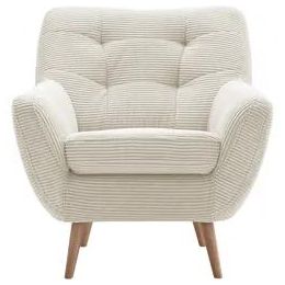 Sessel exxpo - SOFA FASHION "Scandi, Loungesessel mit tollem Sitzkomfort, hochwertige Polsterung", beige, B:87cm H:92cm T:92cm, Sessel, Sessel, bequem, hohe Holzf&uuml;&szlig;e