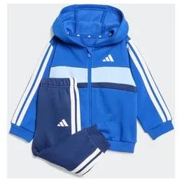 Trainingsanzug Adidas SPORTSWEAR "ESSENTIALS TIBERIO 3-STREIFEN FLEECE KINDER", M&auml;dchen, Gr. 62, wei&szlig; (royal blau, glow blau, dunkelblau, wei&szlig;), Obermaterial: 70% Baumwolle, 30% Polyester, Sportanz&uuml;ge Trainingsanzug, f&uuml;r Babys und Kleinkinder, zweiteiliges Set