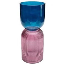 Tischvase KARE DESIGN "Vase Marvelous Duo Blau Lila 40cm", blau, B:16,5cm H:40cm T:16,5cm, Glas, Vasen