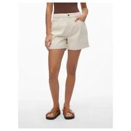 V&eacute;ro Moda Jeansshorts VERO MODA "VMZURI HR LOOSE SHORTS MIX NOOS", Damen, Gr. S (36), N-Gr, beige (ecru), Denim/Jeans, Obermaterial: 80% Baumwolle, 20% Polyester, unifarben, Jeans Jeansshorts