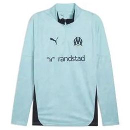 T-Shirt Puma "Olympique de Marseille Trainingstop Herren", Herren, Gr. M, safe lake new navy blau, Obermaterial: 100% Polyester, slim fit, Rundhals, Shirts T-Shirt