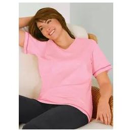 Kurzarmshirt "Shirt", Damen, Gr. 40, rosa (ros&eacute;), 100% Baumwolle, unifarben, V-Ausschnitt, Shirts