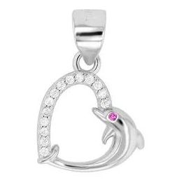 Adelia&acute;s Kettenanh&auml;nger ADELIA ́S "zeitloser Herz Anh&auml;nger aus 925 Sterling Silber", pink, Schmuckanh&auml;nger, Damen, Silber 925 (Sterlingsilber), Kettenanh&auml;nger