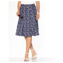 Jerseyrock Classic Basics, Damen, Gr. 48, blau (marine, wei&szlig;, bedruckt), 100% Polyester, bedruckt, gebl&uuml;mt, gemustert, knielang, R&ouml;cke