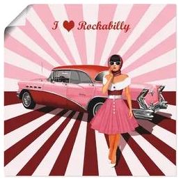 Wandbild Artland "Ich liebe Rockabilly", pink (farbe bild(er): pink), B:30cm H:30cm, Bilder, als Leinwandbild, Poster in verschied. Gr&ouml;&szlig;en