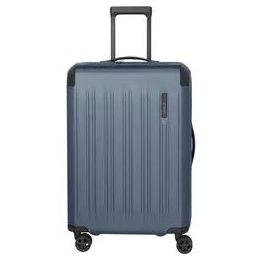 Hartschalen-Trolley Travelite "DYNAMIIC Reisekoffer Hartschale", Gr. B/H/T: 46cm x 66cm x 26cm 69 l, blau (denimblau), ABS, unifarben mit Farbeins&auml;tzen, Koffer, ABS-Hartschale und Volumenerweiterung