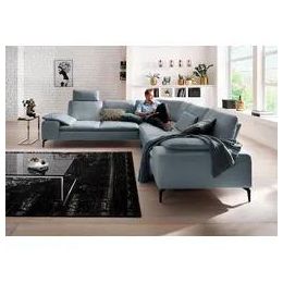 Ecksofa W.Schillig "valentinoo, Designsofa, elegant und bequem, L-Form", blau (blau z69), B:318cm H:83cm T:298cm, Longlife Xtra-Leder Z69: Das feinnarbige, gedeckte Softleder Z69 besticht durch seine au&szlig;ergew&ouml;hnliche Weichheit im trendigen &raquo;Vintage-Look&laquo;, Hautst&auml;rke 0, 9 - 1, 1 mm, Sofas, Ecksofa, mit Sitztiefenverstellung, Breite 318 cm