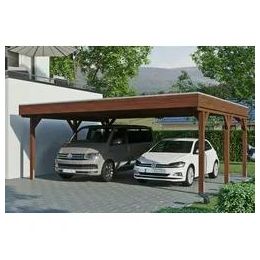 Skan Holz Doppelcarport SKANHOLZ "Grunewald", braun, B/H/T: 590cm x, Carports, mit EPDM-Dach