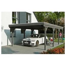 Skan Holz Einzelcarport SKANHOLZ "Grunewald", grau (dunkelgrau), B/H/T: 395cm x, Carports, mit EPDM-Dach