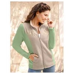 Fleecejacke Classic Basics, Damen, Gr. 56, gr&uuml;n (eucalyptus, sesam), 100% Polyester, gemustert, mehrfarbig, Jacken Fleecejacke