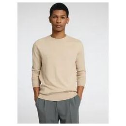 Rundhalspullover Selected "SLHBERG CREW NECK NOOS", Damen, Gr. XXL, beige (oatmeal detail:melange), Strick, Obermaterial: 100% Baumwolle, meliert, regular fit normal, Rundhals, Rippb&uuml;ndchen, Pullover Rundhalspullover, Baumwolle, regular fit