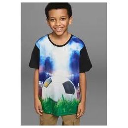 T-Shirt Kidsworld "Mit coolem FUSSBALL-Print", Jungen, Gr. 140/146, schwarz, Jersey, Obermaterial: 100% Baumwolle. Obermaterial Vorderteil: 100% Polyester, bedruckt, Basic, Rundhals, Shirts T-Shirt, Kurzarm, Basic-Passform, mit trendigem Druck, Rundhalsausschnitt