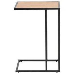 Beistelltisch Actona GROUP "Seaford, Rechteckig, Scandi Design, matte Wildeichenoptik, Modern", schwarz (matt wildeiche, matt schwarz, matt wildeiche), B:43cm H:63cm T:35cm, Tische, Beistelltisch, Wohnzimmertisch, kleiner Tisch, matte schwarze Metallbeine, H: 63 cm