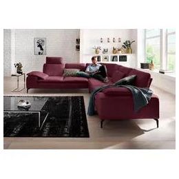 Ecksofa W.Schillig "valentinoo, Designsofa, elegant und bequem, L-Form", rot (burgundy z69), B:318cm H:83cm T:298cm, Longlife Xtra-Leder Z69: Das feinnarbige, gedeckte Softleder Z69 besticht durch seine au&szlig;ergew&ouml;hnliche Weichheit im trendigen &raquo;Vintage-Look&laquo;, Hautst&auml;rke 0, 9 - 1, 1 mm, Sofas, Ecksofa, mit Sitztiefenverstellung, Breite 318 cm