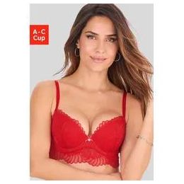 Push-up-BH s.Oliver "Sophie", Damen, Gr. 80, Cup C, rot, Spitze, Obermaterial: 90% Polyamid, 10% Elasthan, BHs Push-up-BH, aus feiner Spitze in leichter Longform, sexy Dessous, Reizw&auml;sche