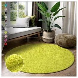 Hochflor-Teppich Sanat "LOCA", gr&uuml;n (hellgr&uuml;n), H:30mm &Oslash;:80cm, Kunstfaser, Teppiche, Wohnzimmer, Langflor, Shaggy, Schlafzimmer