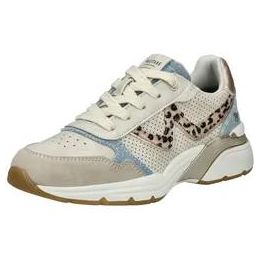 Sneaker Mustang SHOES "Mustang Shoes Sneaker Lederimitat/Textil", Damen, Gr. 39, blau (beige, blau), Lederimitat, Textil, Schuhe Sneaker