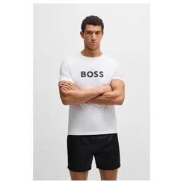 T-Shirt BOSS, Herren, Gr. XL (54), wei&szlig; (wei&szlig; 100), Jersey, Obermaterial: 100% Baumwolle, regular fit normal, Rundhals, abgesteppte Kante, Shirts T-Shirt, mit UV Schutz (SPF 50+)