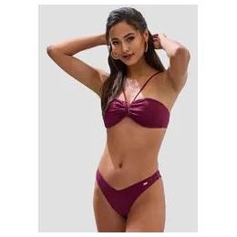 Bandeau-Bikini-Top Copenhagen Studios "Nela", Damen, Gr. 36, Cup A/B, rot (weinrot), Rippware, Recycling-Polyamid, strukturiert, unifarben, Bikini-Oberteile, mit V-f&ouml;rmigem Cut-Out vorn