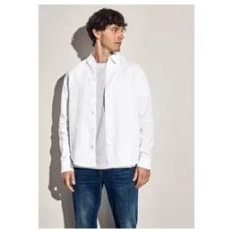 Leinenhemd Street One MEN, Herren, Gr. XL44, US-Gr&ouml;&szlig;en, wei&szlig;, Stoff, 100% Leinen, unifarben, normal normal, V-Ausschnitt, B&uuml;ndchen, Hemden, mit Knopfleiste