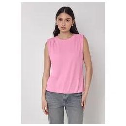 T-Shirt STREET ONE STUDIO, Damen, Gr. 46, rosa (intense rose), Stoff, 72% Modal, 28% Polyester, unifarben, gerade normal, Rundhals, B&uuml;ndchen, Shirts T-Shirt, aus softem Materialmix