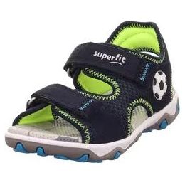 Sandale Superfit "MIKE 3.0 WMS: mittel", Jungen, Gr. 28, blau (dunkelblau fu&szlig;ball), Textil, Veloursleder, Schuhe Sandale, Trekkingschuh mit Klettverschluss, Gr&ouml;&szlig;enschablone zum Download
