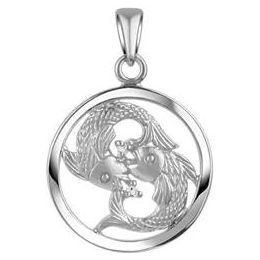 Kettenanh&auml;nger Vivance "925/- Sterling Silber rhodiniert Sternzeichen Fische Monatsstein", wei&szlig;, Schmuckanh&auml;nger, Damen, one-size, Silber 925 (Sterlingsilber), 1,2 g, Kettenanh&auml;nger