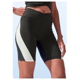 Radlerhose Lascana ACTIVE, Damen, Gr. XS (32/34), N-Gr, schwarz (anthrazit, wei&szlig;, grau), Single Jersey, Obermaterial: 95% Baumwolle, 5% Elasthan, unifarben mit Farbeins&auml;tzen, figurbetont ca. Mitte Oberschenkel, Hosen Radlerhose, Sporthose in Colourblockingdesign