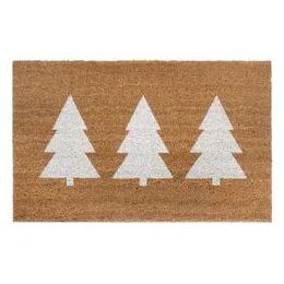 Fu&szlig;matte Hanse Home "Mix Mats Kokos Pine Trees, T&uuml;rmatte", braun (braun, wei&szlig;), B:75cm H:15mm L:45cm, Kokos, Teppiche, Fu&szlig;matte, Weihnachten, Schmutzfangmatte, Outdoor, Rutschfest, Innen, Kokosmatte