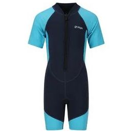 Sportanzug ZIGZAG "Neoprene", Jungen, Gr. 116, schwarz (schwarz, blau), 100% Polyester, mehrfarbig, Sportanz&uuml;ge, im kurz&auml;rmligen Design aus Neopren