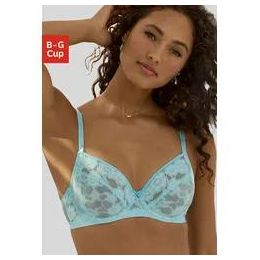 B&uuml;gel-BH Lascana, Damen, Gr. 70, Cup B, blau (t&uuml;rkis), Mesh, Obermaterial: 87% Polyamid, 9% Elasthan, 4% Polyester, BHs B&uuml;gel-BH, aus zarter, elastischer Jacquardspitze und feinem Mesh, sexy Dessous
