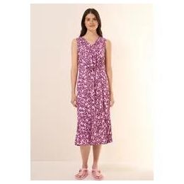 Midikleid Cecil, Damen, Gr. XL (44), US-Gr&ouml;&szlig;en, rosa (cherry blossom pink), Stoff, 100% Viskose, unifarben, comfort fit wadenlang, V-Ausschnitt, B&uuml;ndchen, Kleider Midikleid, mit Volant