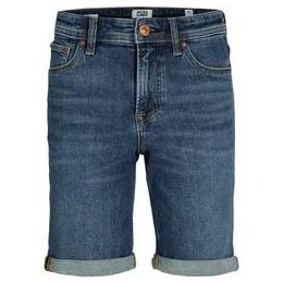 Jack & Jones Shorts JACK & JONES JUNIOR "JJIRICK bequem mit mittlerer Taille f&uuml;r Jungen", Jungen, Gr. 170, N-Gr, blau (dunkelblau denim pack:am 365), Web, Obermaterial: 98% Baumwolle, 2% Elasthan, Abriebeffekte, unifarben, regular fit knielang, Hosen Shorts, unifarben, modisch, regular fit, Web