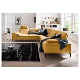 Ecksofa W.Schillig "valentinoo, Designsofa, elegant und bequem, L-Form", gelb (kurkuma z69), B:318cm H:83cm T:298cm, Longlife Xtra-Leder Z69: Das feinnarbige, gedeckte Softleder Z69 besticht durch seine au&szlig;ergew&ouml;hnliche Weichheit im trendigen &raquo;Vintage-Look&laquo;, Hautst&auml;rke 0, 9 - 1, 1 mm, Sofas, Ecksofa, mit Sitztiefenverstellung, Breite 318 cm